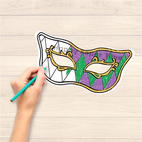Mardi Gras Paper Masks Printable Festival Coloring Craft Activity