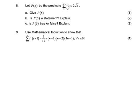 Solved 8 Let Pn Be The Predicate And Tis2vn A Give P5