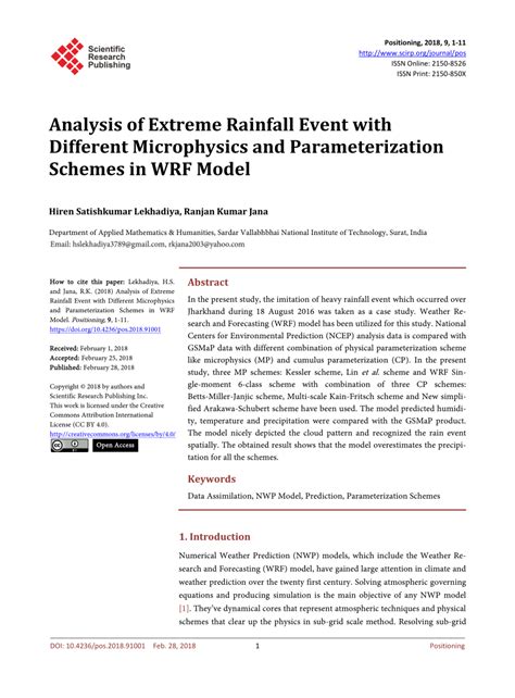 Pdf Analysis Of Extreme Rainfall Event With Different Microphysics