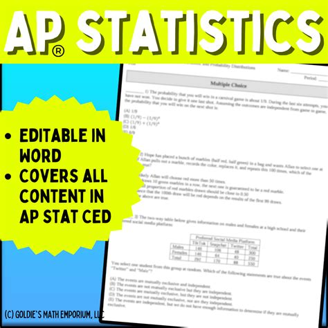 goldie s assessment bundle for ap® statistics goldie s math emporium