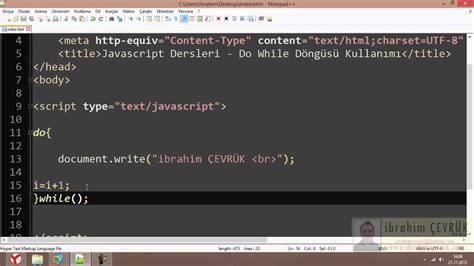 Javascript Do While Döngüsü Kullanımı Youtube