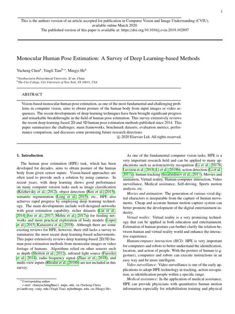 2006 01423 Human Pose Estimation Survey Pdf