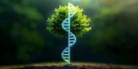 Genomics Dna Helix Transforms Into A Tree Symbolizing The Growth Of