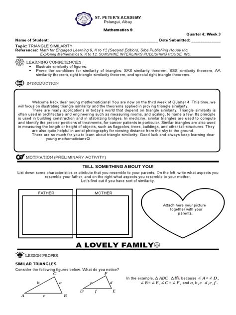 Q4 Math 9 Module Week 3 Pdf Triangle Mathematics