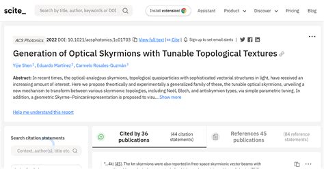 Generation Of Optical Skyrmions With Tunable Topological Textures Scite Report