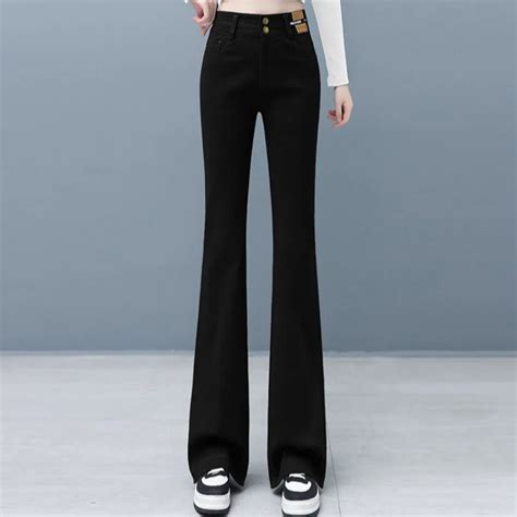 올 매치 슬리밍 하이웨이스트 부츠컷 캐주얼 팬츠 슬림 캐주얼 팬츠 Aliexpress