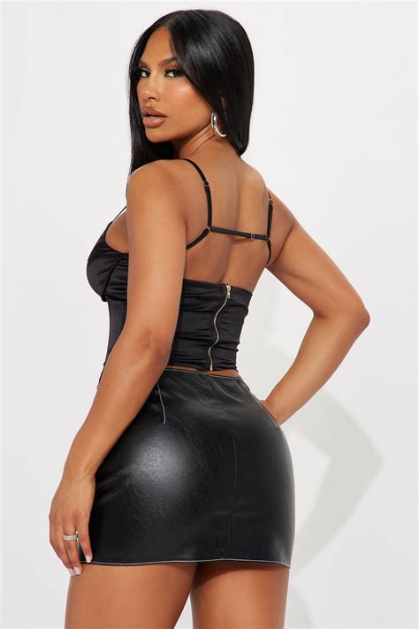 Elegant Nights Satin Corset Top Black Fashion Nova Shirts