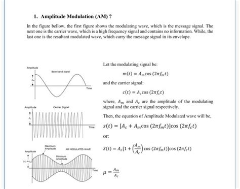 Solved 1 Amplitude Modulation Am In The Figure Bellow