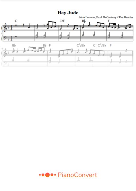 Hey Jude Partitura Para Piano Fácil En Pdf La Touche Musicale