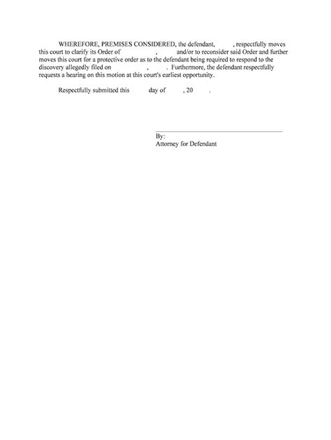 Motion To Clarify Andor Reconsider And For Protective Order Form Fill Out And Sign Printable