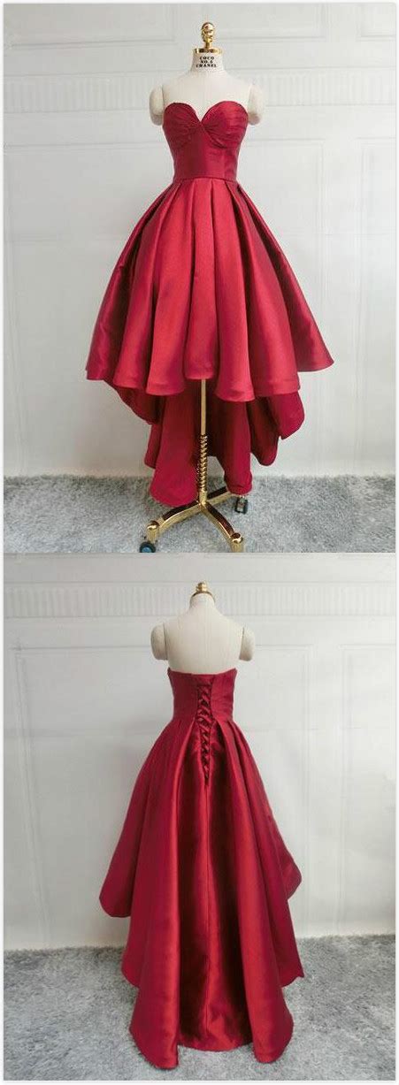 Sweetheart High Low Prom Dressstain Prom Dressshort Prom Dressred