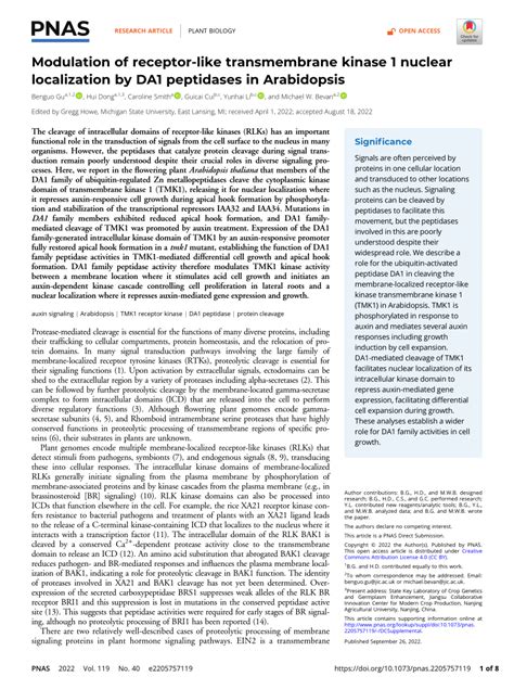 Pdf Modulation Of Receptor Like Transmembrane Kinase 1 Nuclear