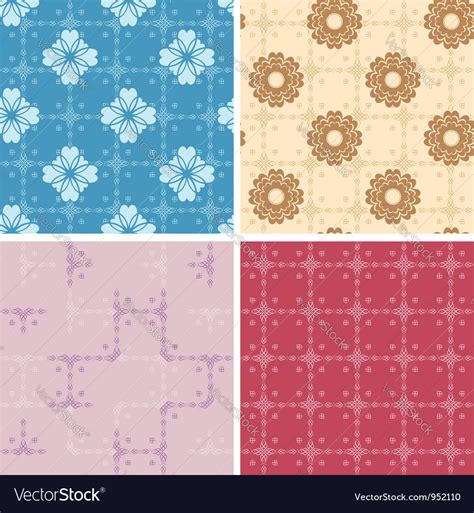 Set Color Geometric Patterns Seamless Royalty Free Vector