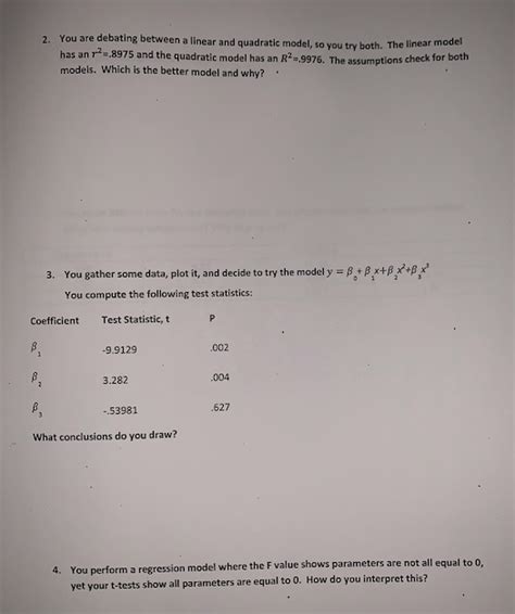 Solved You Are Debating Between A Linear And Quadratic Chegg