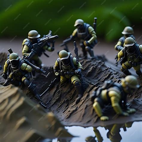 Premium Ai Image Toy Soldiers In Mud Aiming For Victory