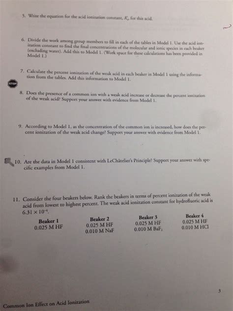Solved Common Ion Effect On Acid Ionization How Is The