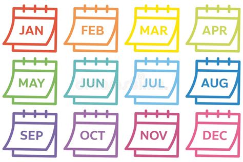 Months Of Year In The Yearly Calendar Date And Time Calendar For The