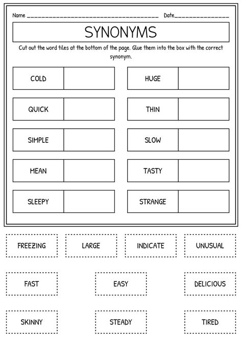 Synonym Antonym Worksheet 2nd Grade 2nd Grade Worksheets Antonyms