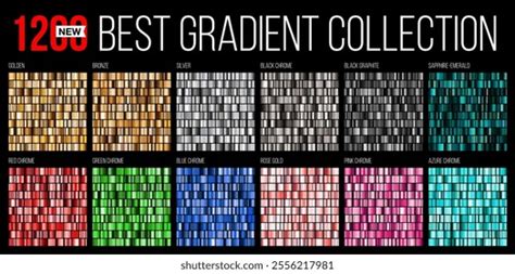 New Big Collection Colorful Metallic Gradients Stock Vector Royalty