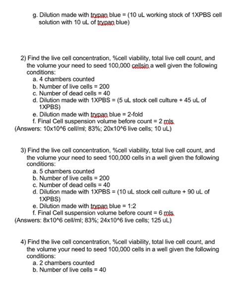 Solved Equations To Use Live Cell Concentration Average