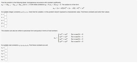 Find The Solution To The Following Linear Chegg