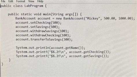 Solved In The File Bankaccount Java Build A Class Called