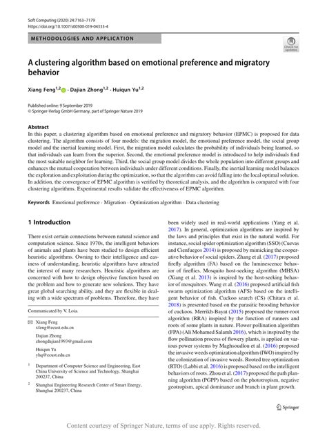 a clustering algorithm based on emotional preference and migratory
