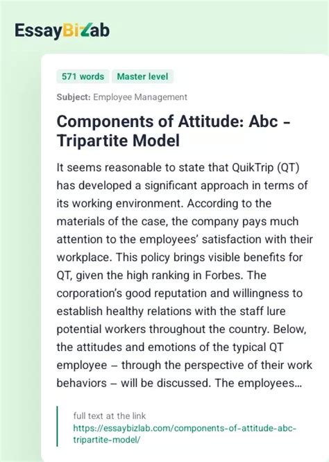 Components Of Attitude Abc Tripartite Model Business Essay Example