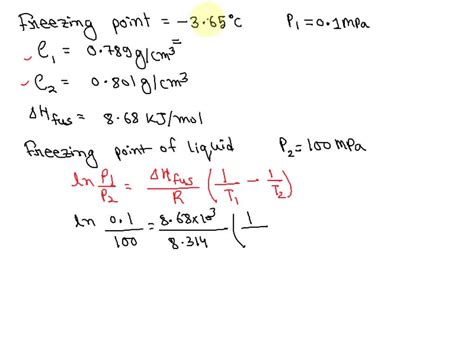 Solved When A Certain Liquid Freezes At C Its Density Changes