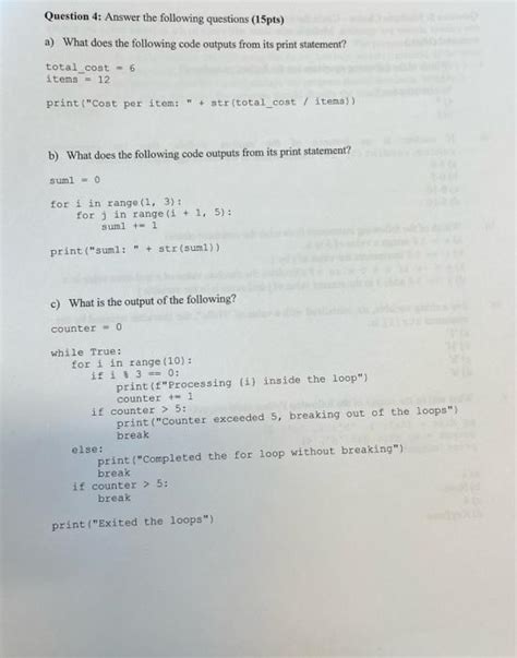 Solved Question Answer The Following Questions Pts A Chegg
