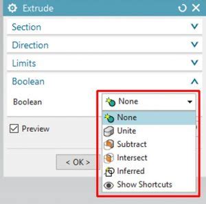 Boolean Operations In Extrude In NX 12 Cad Tips