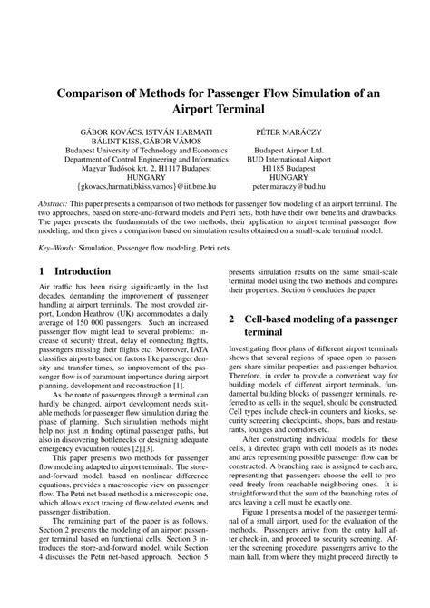 Pdf Comparison Of Methods For Passenger Flow Simulation Of An Airport