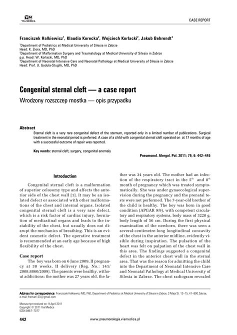 Pdf Congenital Sternal Cleft A Case Report