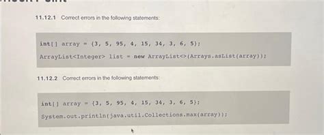 Solved 11121 Correct Errors In The Following Statements