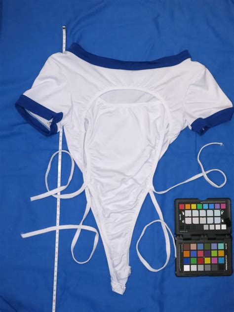 【やや傷や汚れあり】「1円スタート」体操服風レオタード 白系 ハイレグサイドひも クロッチ部スナップオープン仕様 コスプレ衣装 送料無料の落札