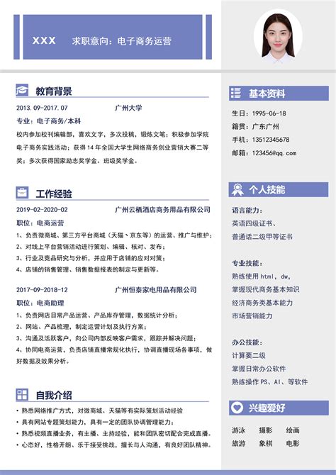 电商简历模板列表含简历范文 简历模板资源网