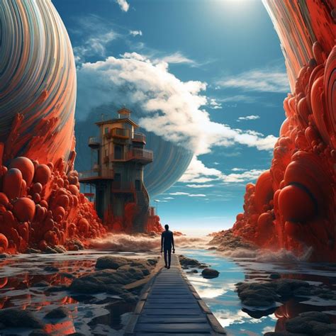 Premium Ai Image Creating A Surreal Dreamscape Where The Laws Of Physics Do