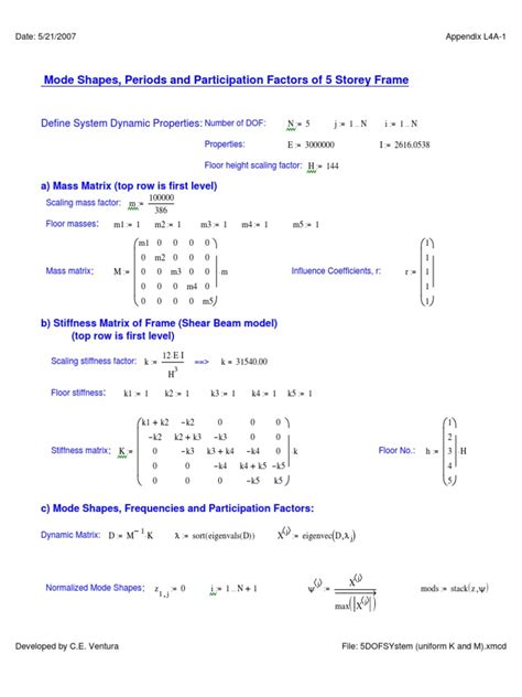 Mode Shaped Mathcad Pdf Stiffness Normal Mode