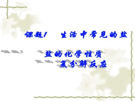 九年级化学下册 第十一单元 课题1 生活中常见的盐复习课件 新人教版 word文档在线阅读与下载 无忧文档