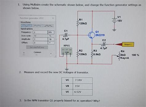Solved 1 Using Multisim Create The Schematic Shown Below