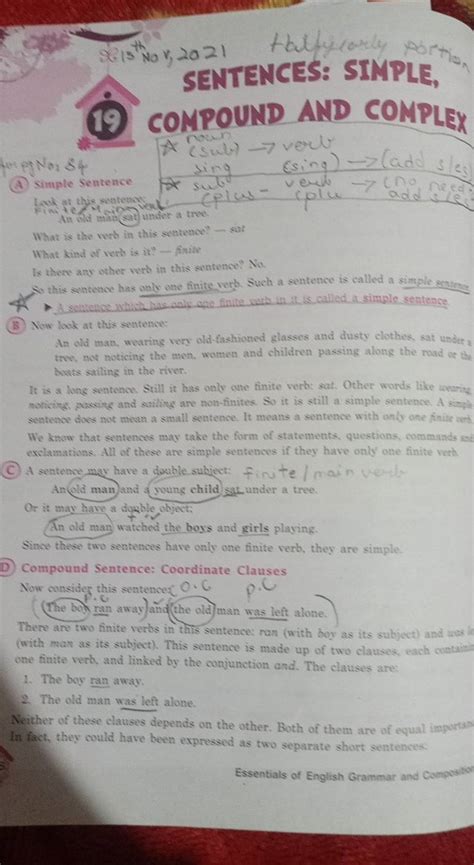 Sentences Simple 19 Compound And Conplex What Is The Veth In This Sente