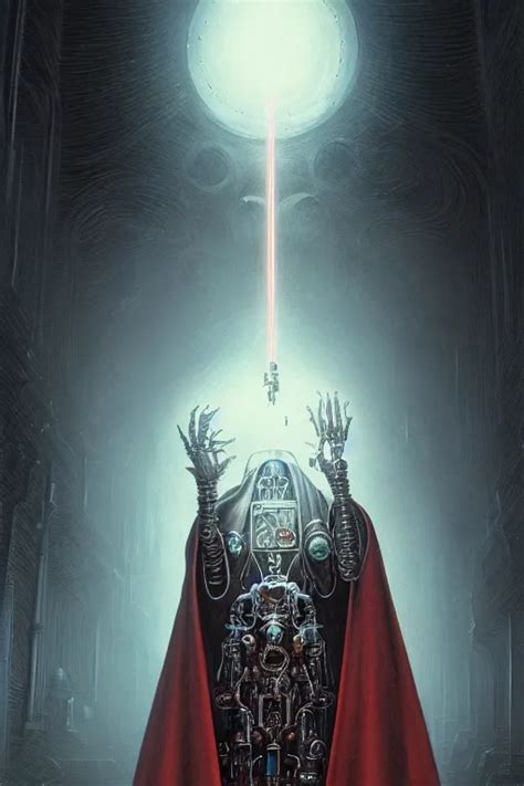 Painting Of A Cloaked Tech Priest Holding A Book Stable Diffusion