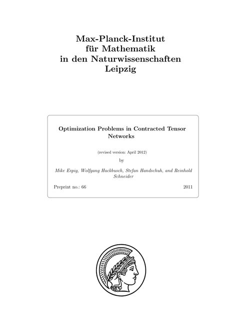Pdf Optimization Problems In Contracted Tensor Networks