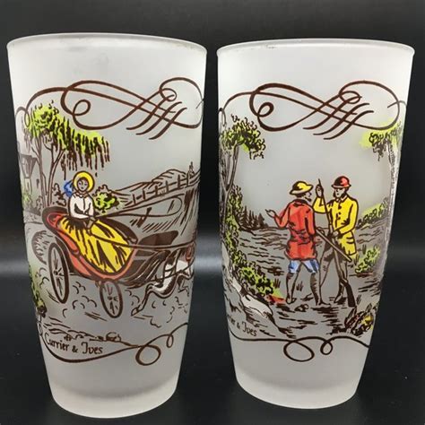 Hazel Atlas Dining Vintage Set Of 2 Hazel Atlas Currier Ives