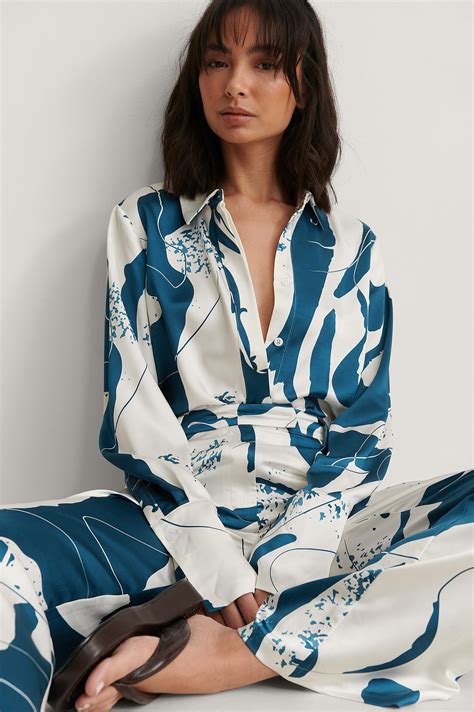 Long Sleeve Satin Shirt Multicolor Na Kd