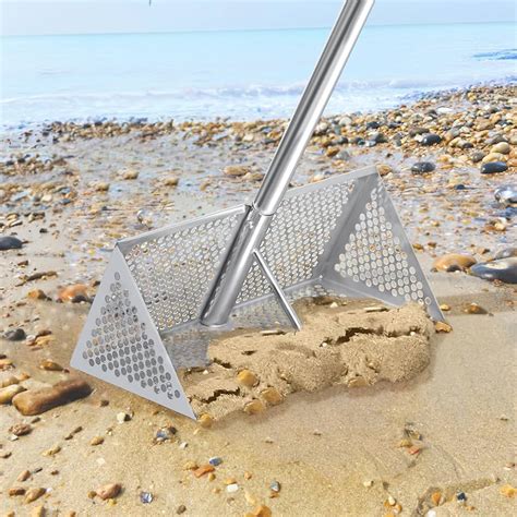 Sand Flea Rake Stainless Steel With Wide Basket And Detachable Handle