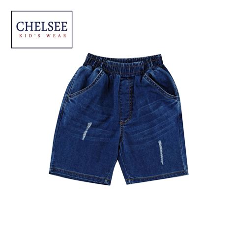 Chelsee กางเกงยีนส์ขาสั้น เด็กผู้ชาย รุ่น 127920 ปักลาย อายุ 3 11ปี ผ้า