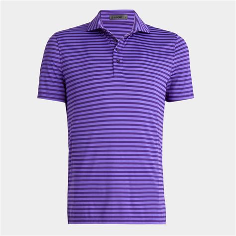Perforated Stripe Tech Jersey Modern Spread Collar Polo Mens Polo