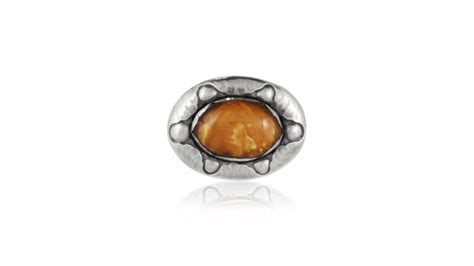 Vintage Georg Jensen Brooch 119 Amber Greg Pepin Silver