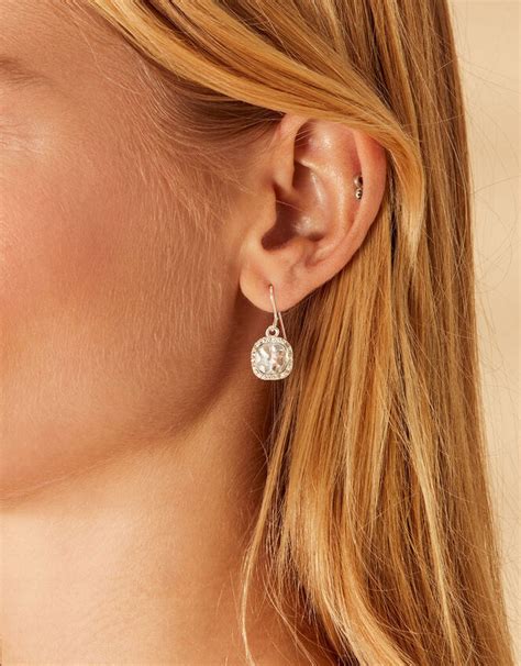 Square Crystal Halo Drop Earrings Drops Accessorize Uk